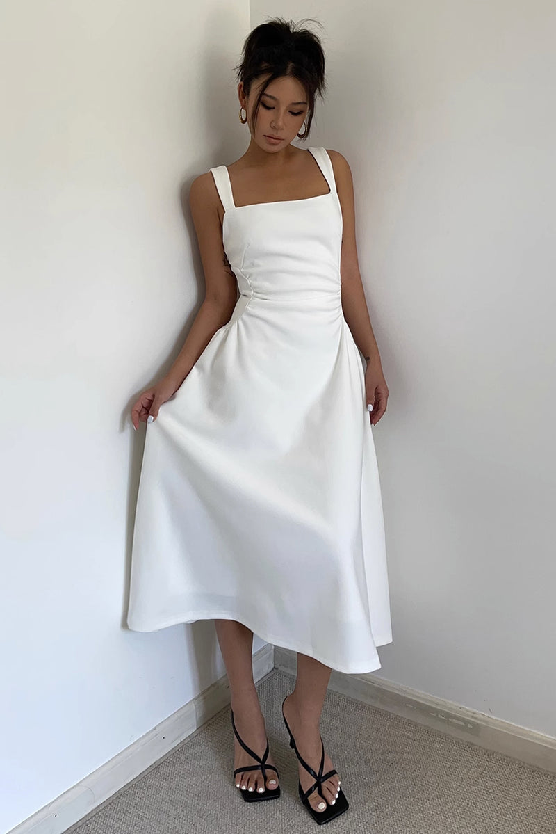 Zip Up Back Solid Halter Dress – TOP SHOW