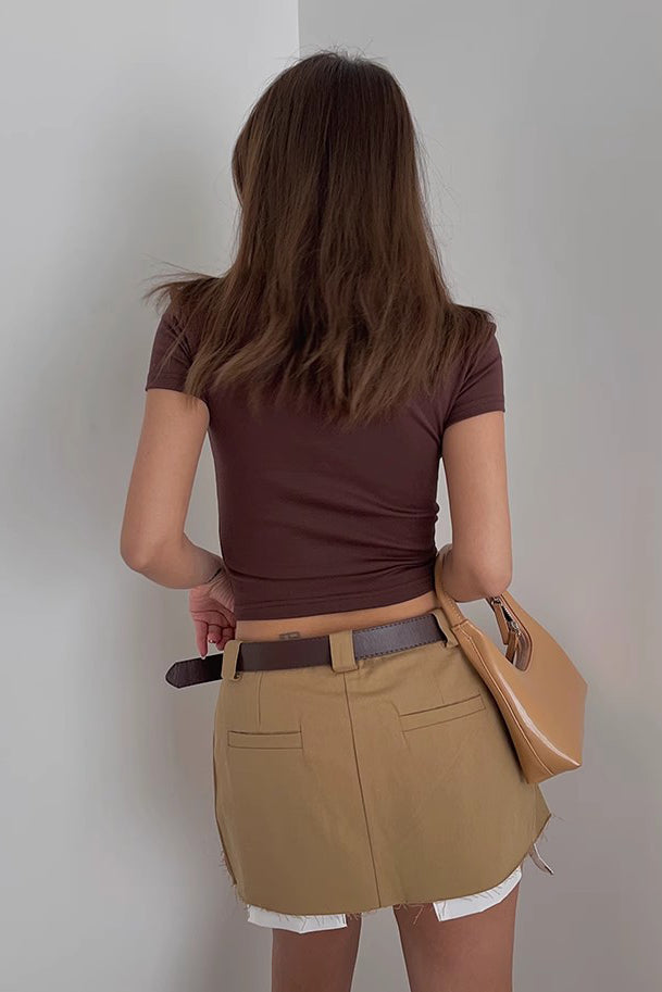 Solid Pleated Crossover Cut Out Tops – TOP SHOW
